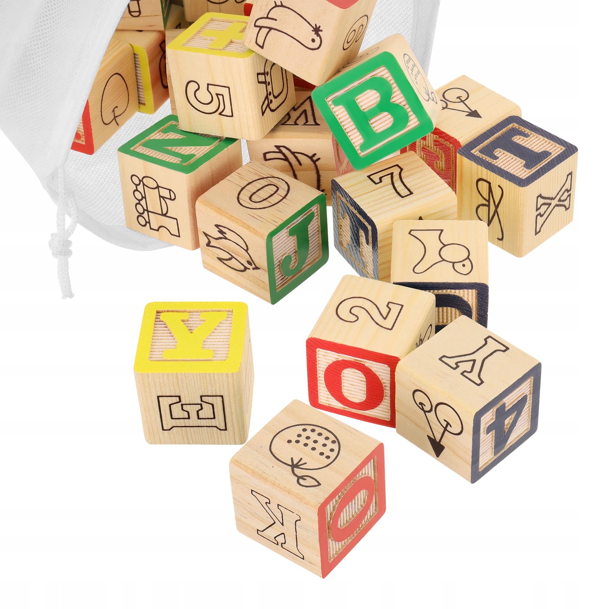 Drewniane Klocki Edukacyjne Alfabet Cyfry Obrazki - LandToys | Sklep ...