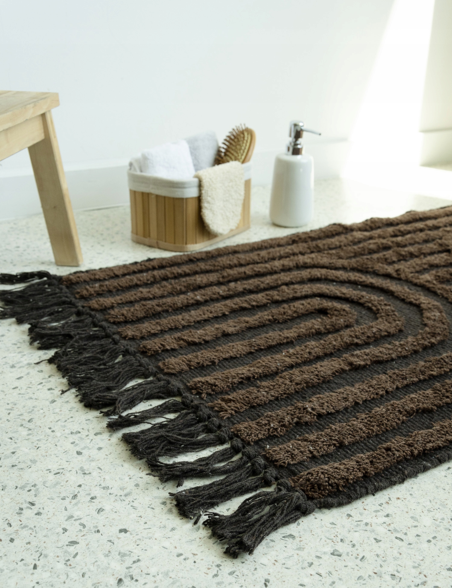 Dywanik Bawełniany Miękki 60x100cm Łazienkowy Frędzle Eco Boho - e ...