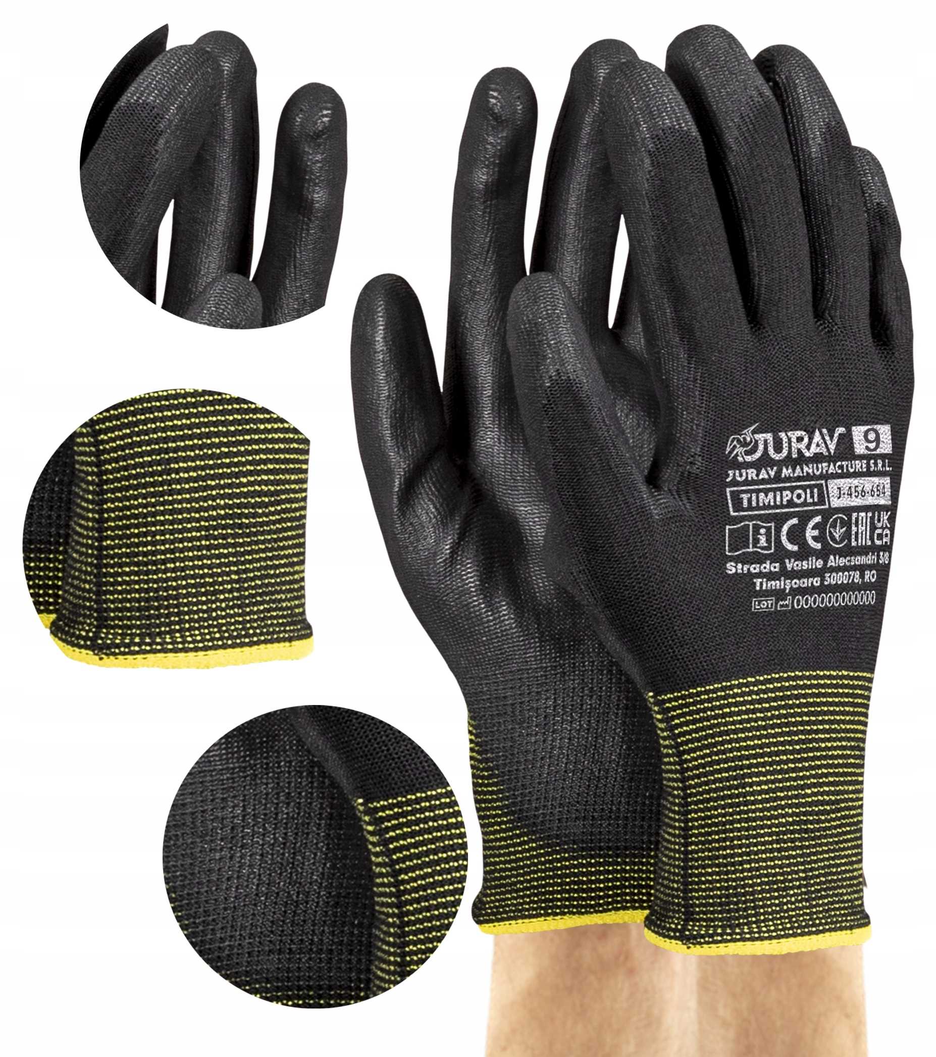 Guanti da lavoro neri J-TIMIPOLIBB9-L - 1 paio