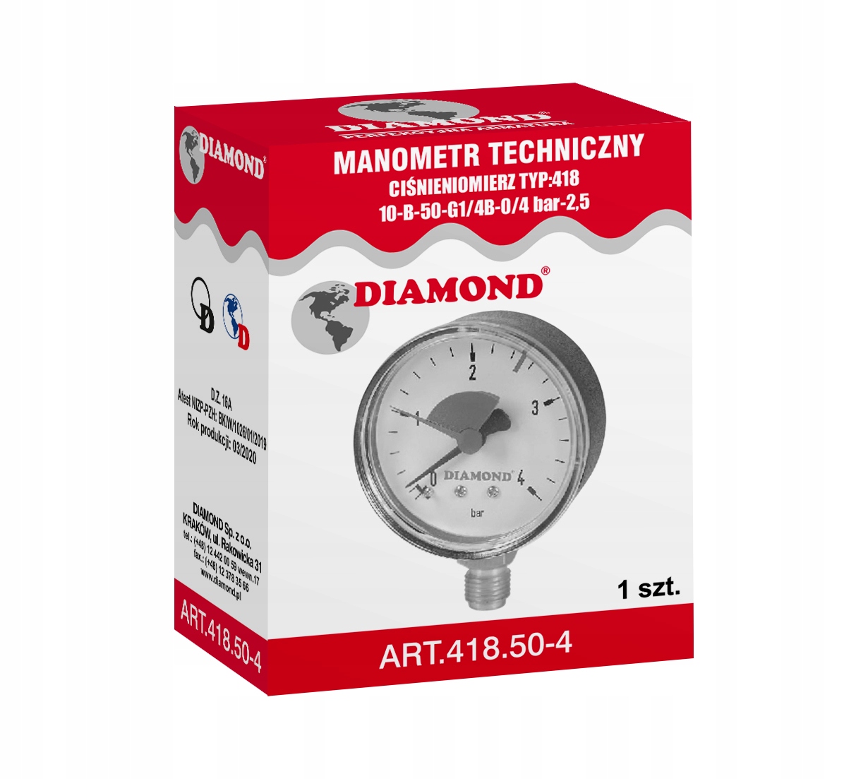 Manometer Druckmesser Ø 63 mm, Bereich 0-4 bar