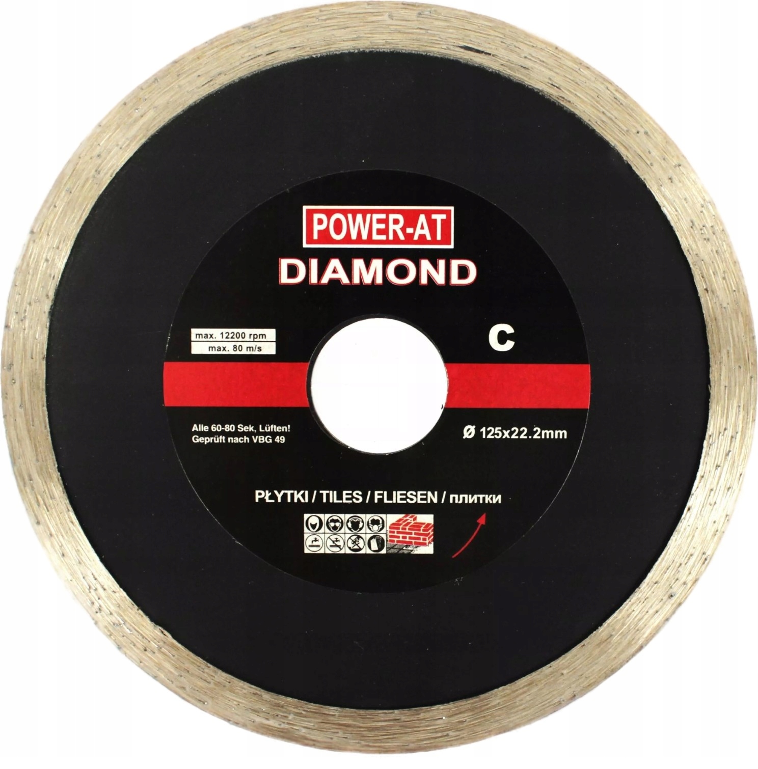 Disco diamantato per piastrelle in cotto, continuo, 125mm