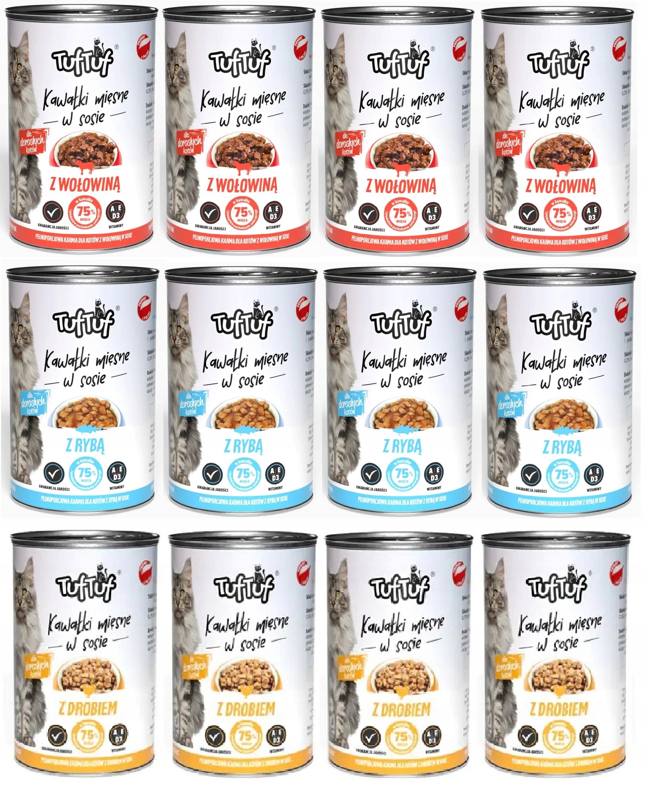 Nourriture humide pour chat Tuf Tuf Mix de saveurs 12 pièces x 415 g