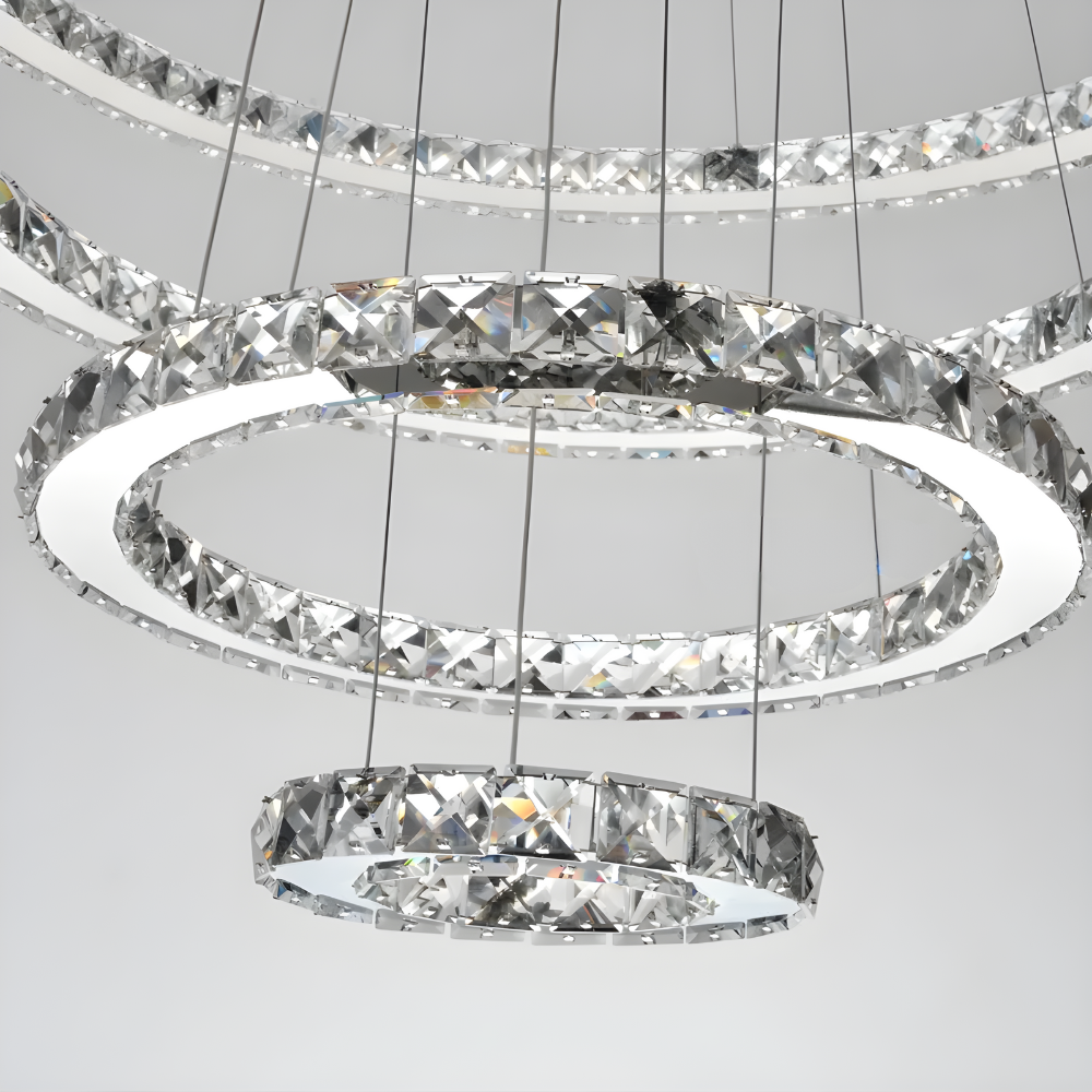 shumee Kristalni lestenec stropna viseča svetilka 3 obročasto ogledalo dnevna soba hladno ...