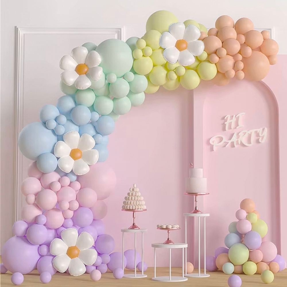 shumee Girlanda iz balonov v pastelnih barvah z marjeticami, baloni za ...