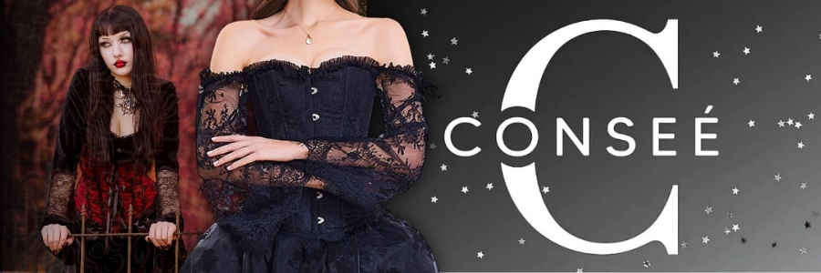 shumee Črn gotski čipkasti steznik za trebušček | mimovrste=)