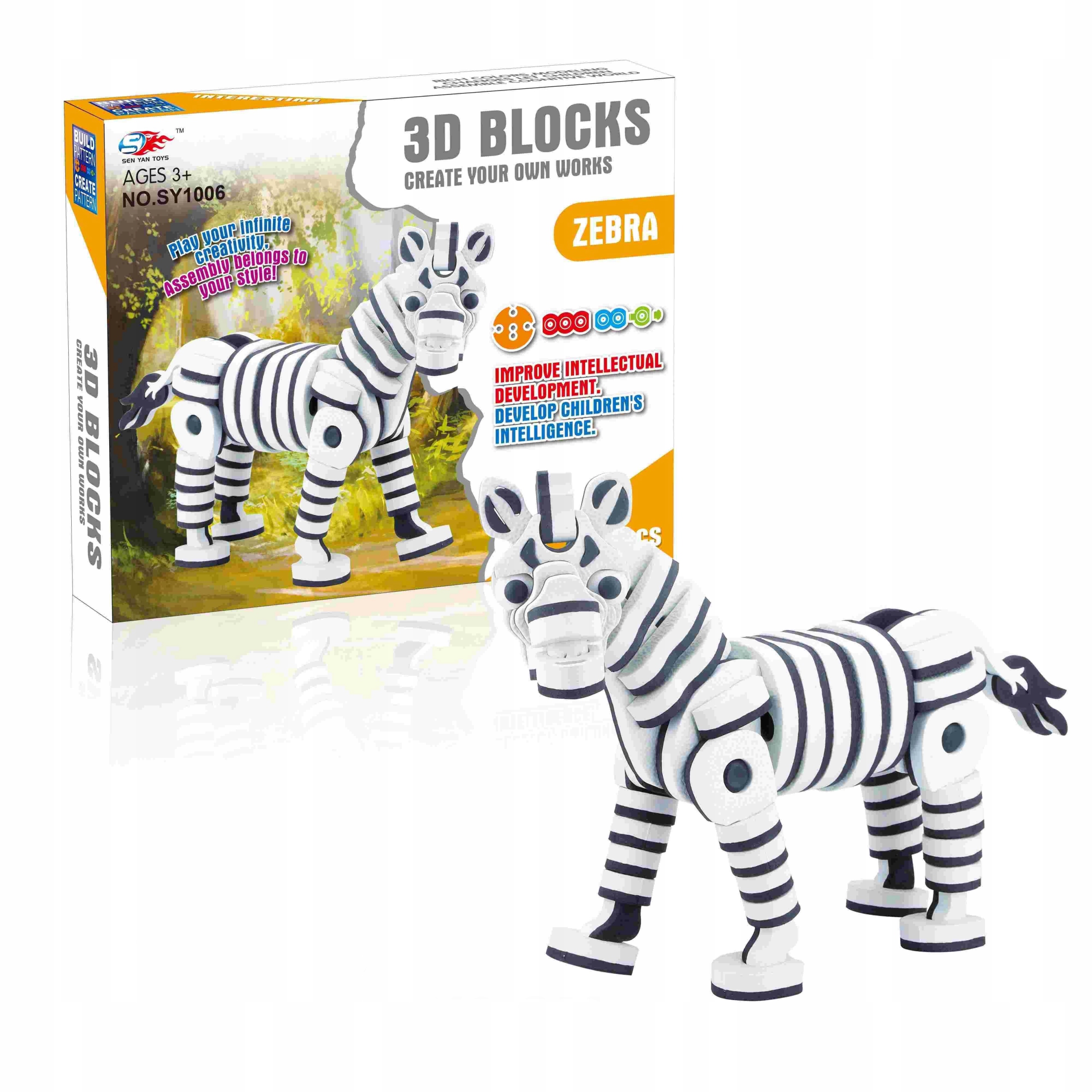 Klocki Piankowe Zebra Miękkie Puzzle 3D 81El - Midex | Sklep EMPIK.COM