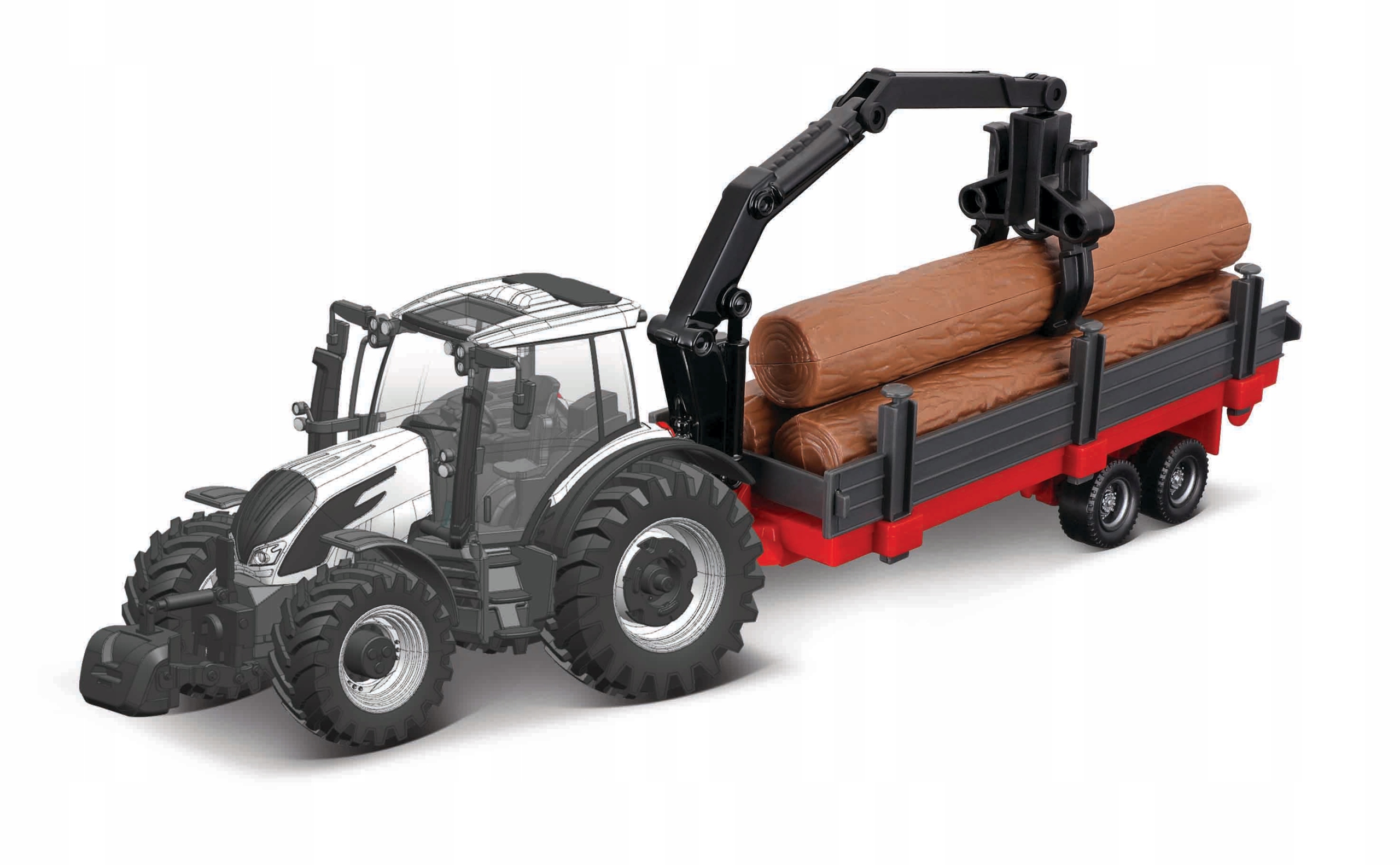 Metalowy Traktor Z Przyczepami Valtra N174 - Bburago | Sklep EMPIK.COM