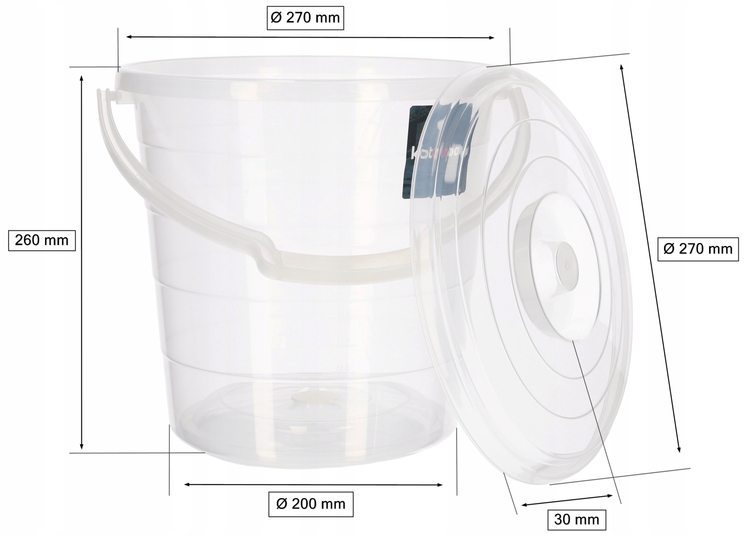 Wiadro Przezroczyste Pojemnik Skala Pokrywka 10L - Kotarbau | Sklep EMPIK.COM