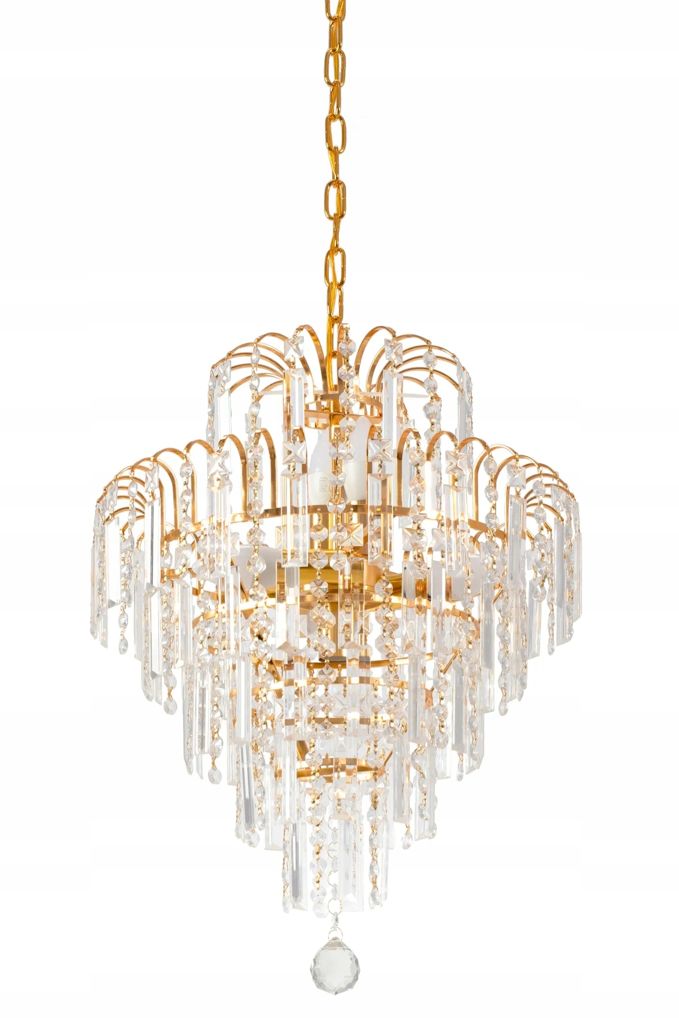 Lampa Wisząca Złota Kryształ Duża Szkło 6X E14 - Toolight | Sklep EMPIK.COM