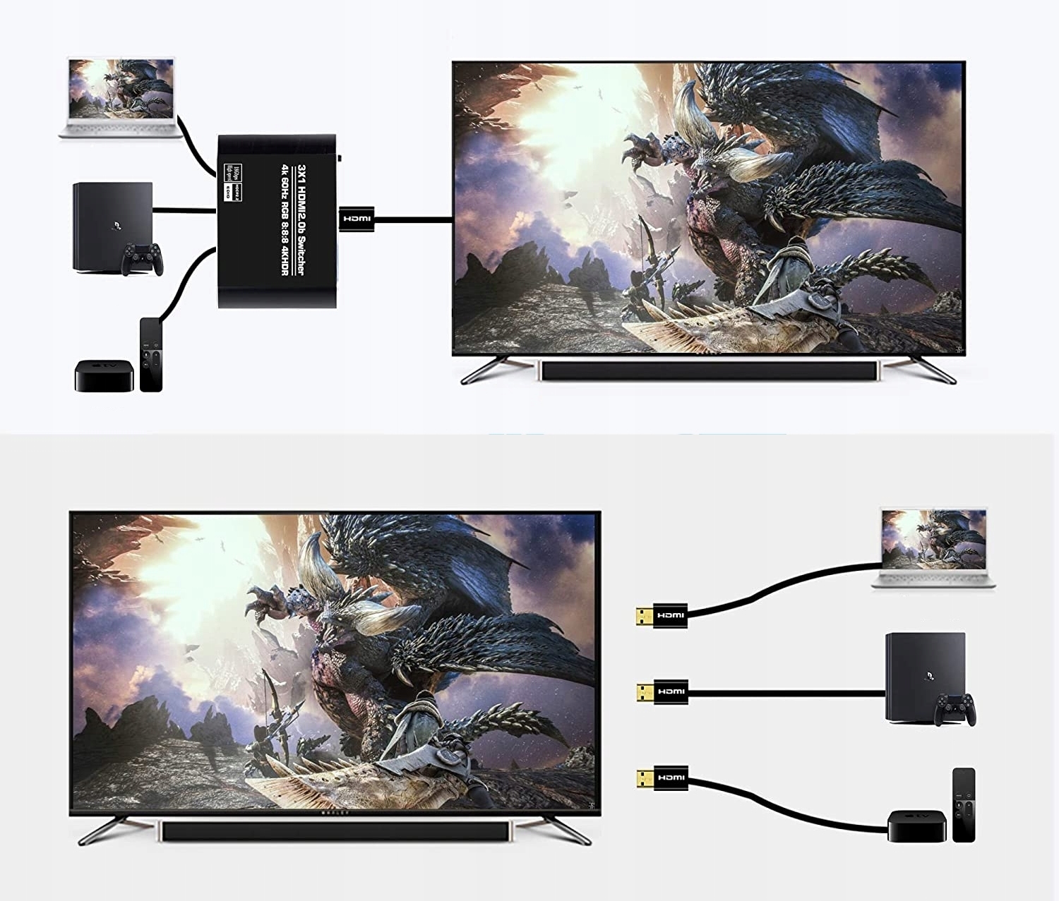 Switch Hdmi 2.0B 3X1 Rozdzielacz 4K/60 Hz Hdcp 2.2 - PAWONIK | Sklep ...