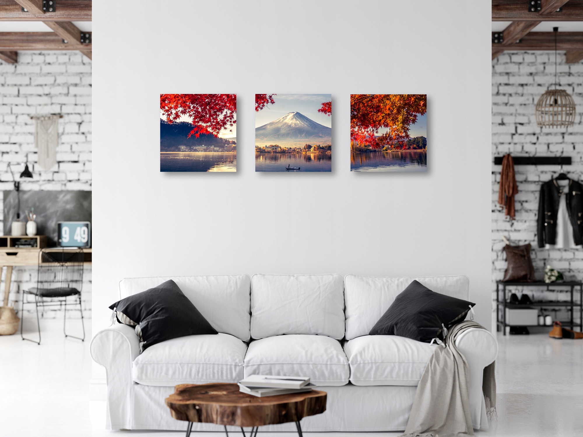 Set 3 tablouri Canvas, Model- Japonia, 25 x 25 cm, Multicolor - eMAG.ro