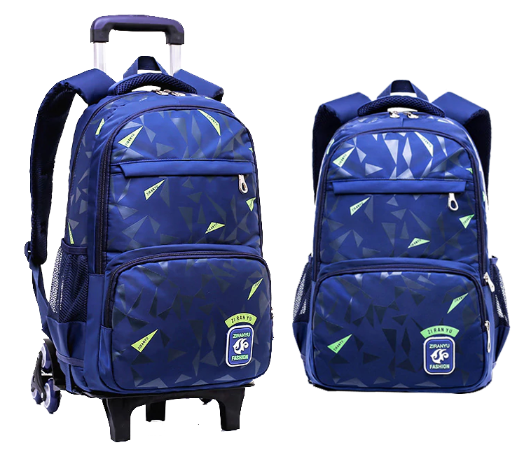 Plecak na kółkach dla chłopca, geometryczny, granatowy, Ziranyu ...