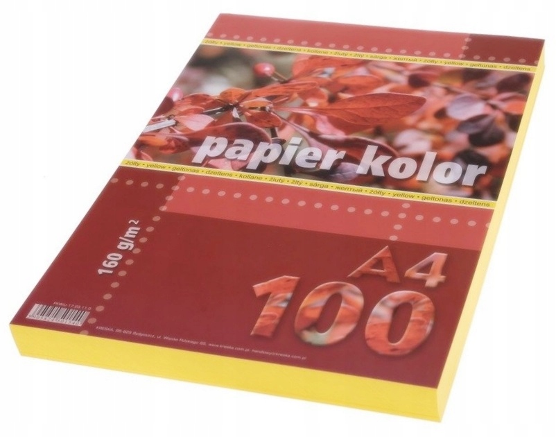 Papier Ksero A4 160G 100Szt Żółty Kreska - Kreska | Sklep EMPIK.COM