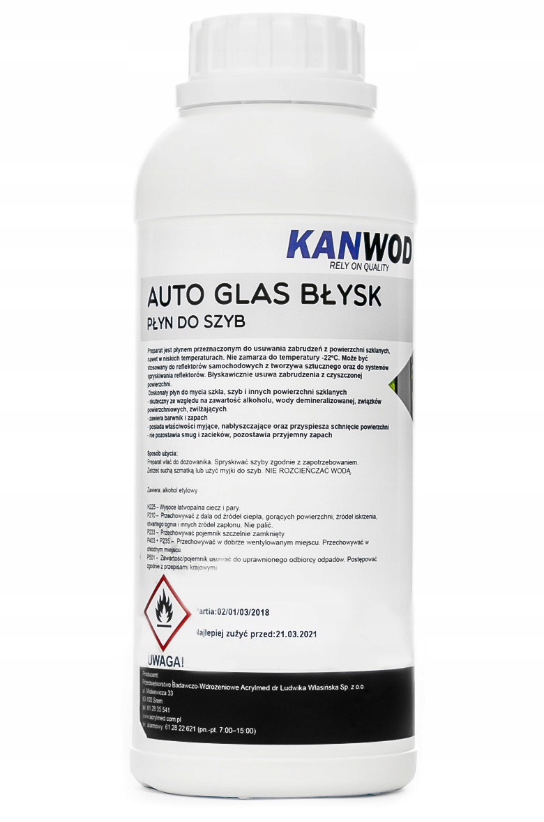 PŁYN DO OKIEN SZYB profesjonalny + do myjki WV 1L - Kanwod ...
