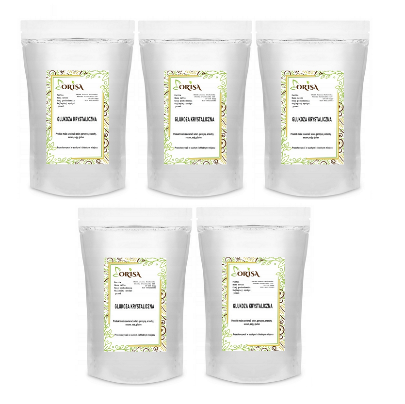 GLUKOZA KRYSTALICZNA 5 x 1kg jakośc orisa dekstroza dextroza spożywcza ...