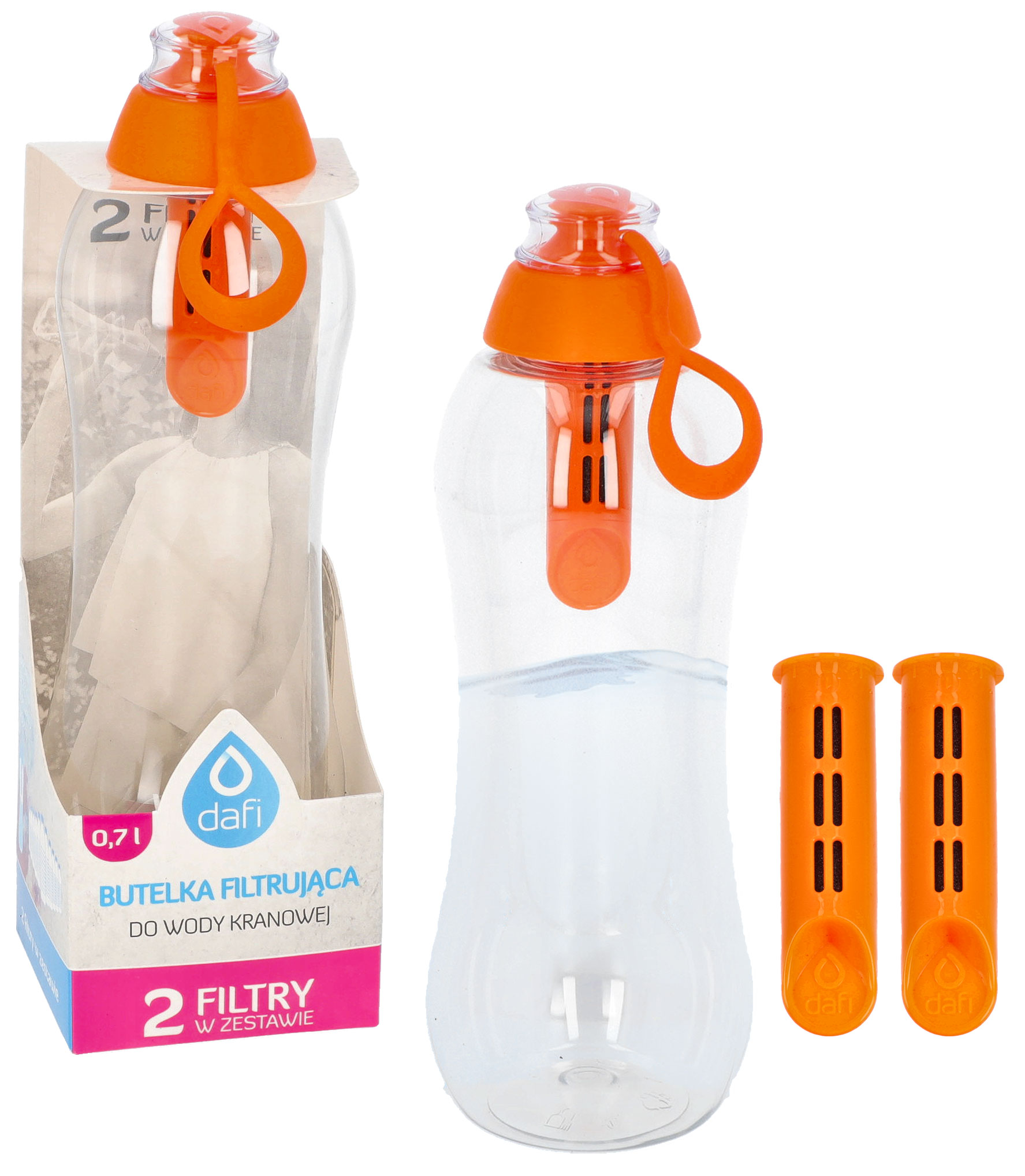 Butelka Filtrująca Dafi Soft 0,7L + 3 Filtry Mandarynka Pomarańczowa ...