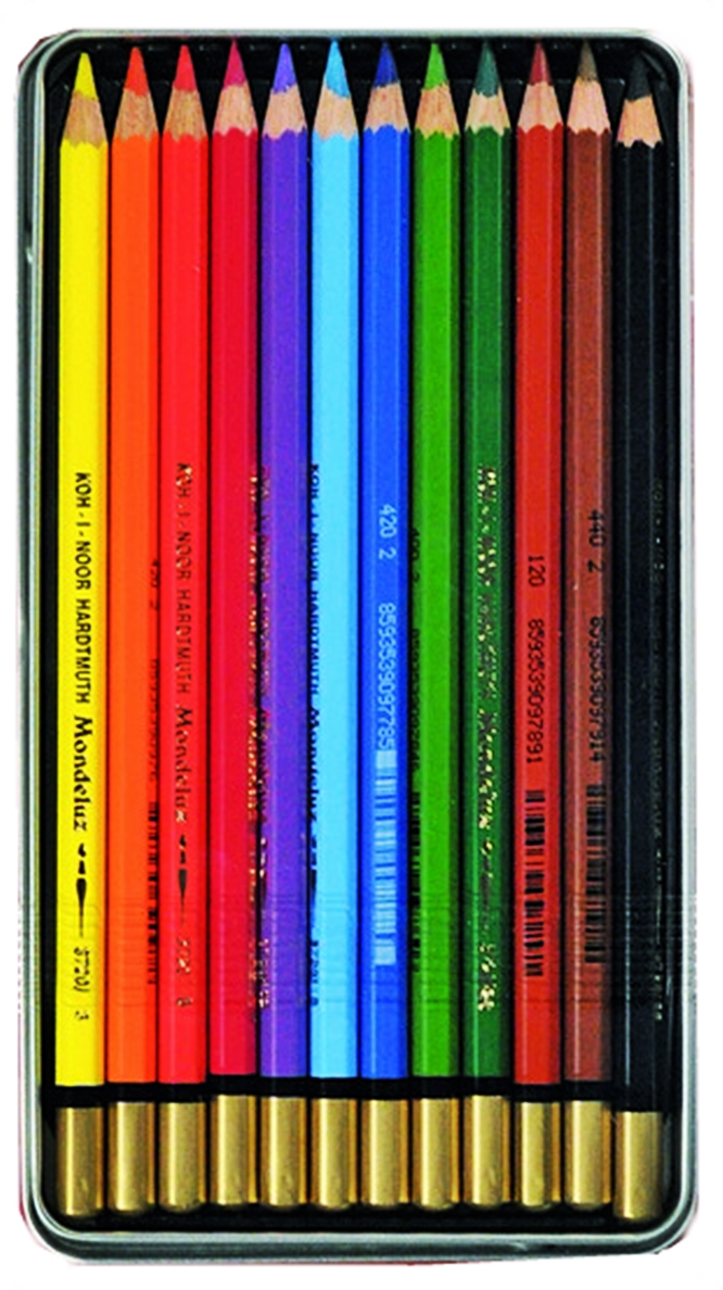 Koh-I-Noor, Kredki akwarelowe Mondeluz 3720 w metalowej kasecie, 12 szt ...