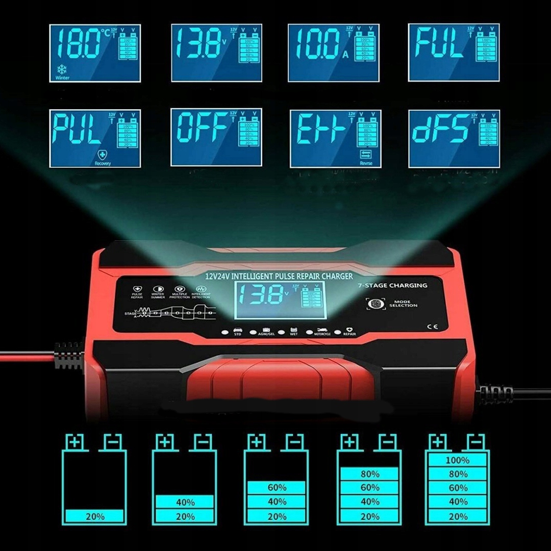 Ładowarka Prostownik Do Akumulatora 12V 24V 10A - Inny producent ...