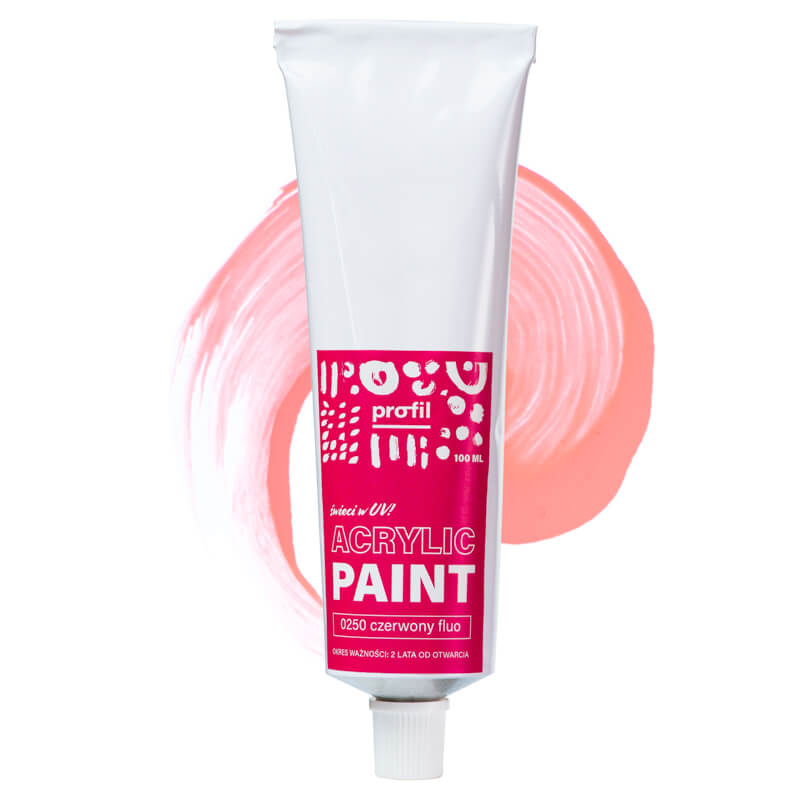 Szkolna FARBKA AKRYLOWA w tubce - czerwona fluo TEXTIL PAINT Profil ...