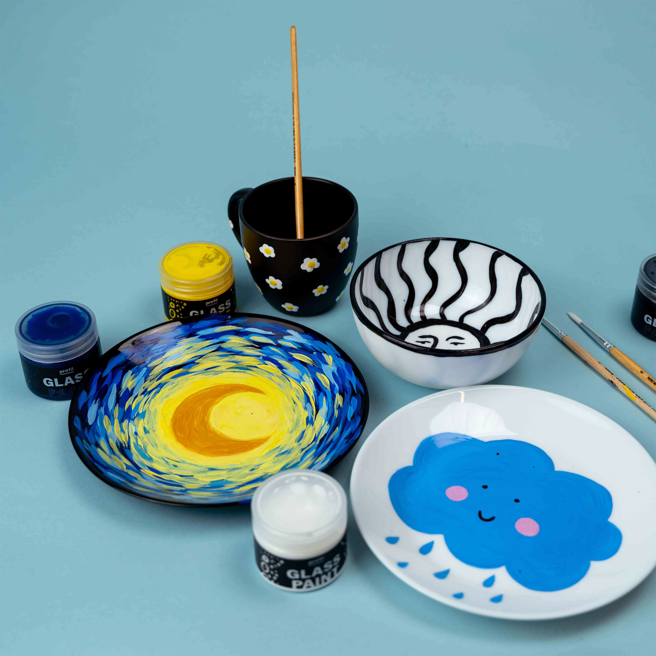 Profil Glass Paint 6X50 Ml - Zestaw Farb Do Szkła I Porcelany - Do ...