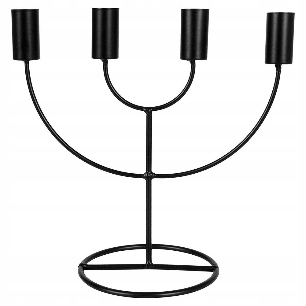 Świecznik Adwentowy Kandelabr Metalowy Na Długie Świece Loft Czarny Home Styling Collection