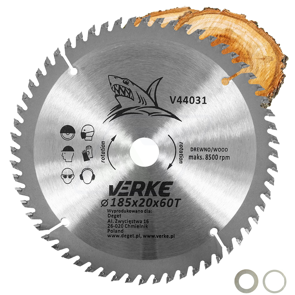 PIŁA TARCZA WIDIOWA DO CIĘCIA DREWNA 185x20 60 ZĘBÓW VERKE V44031 + REDUKCJE - Verke | Sklep ...