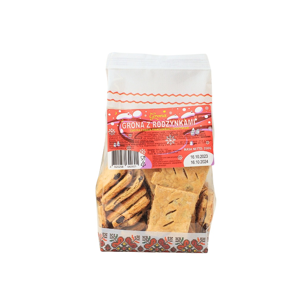 Ciasteczka z Rodzynkami "Grona" torba 350g - Foodex24.pl