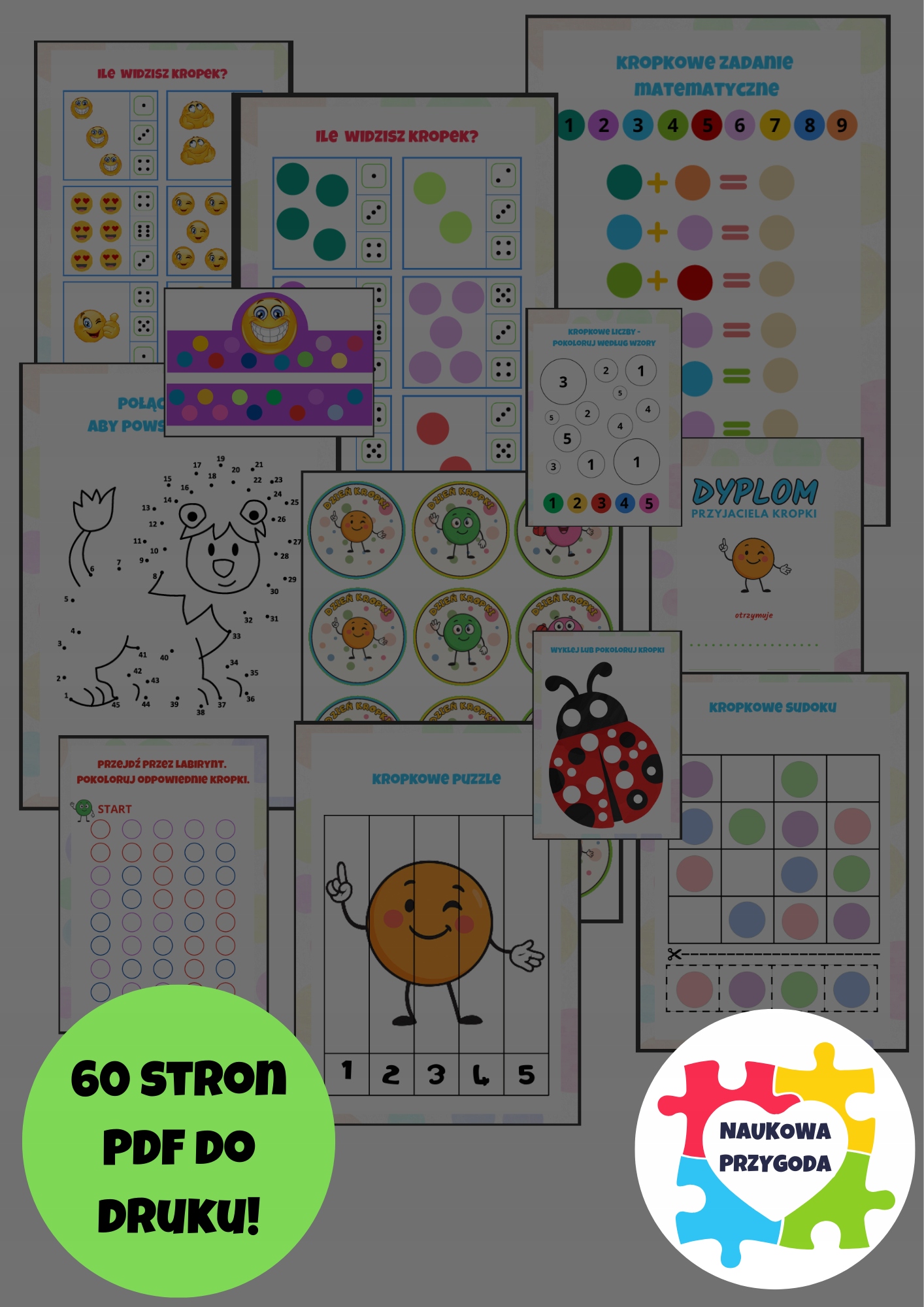 POMOCE DYDAKTYCZNE PDF DZIEN KROPKI KARTY PRACY PRZEDSZKOLE KLASY 1-3 DRUK - Arena.pl
