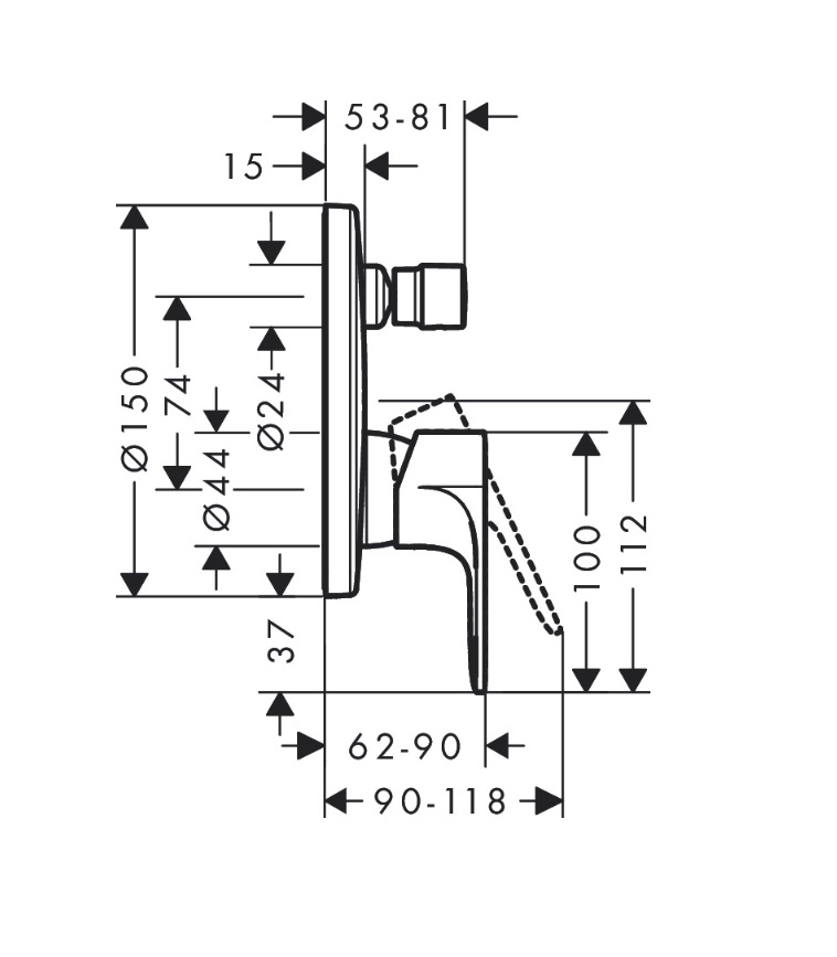 bateria wannowa Rebris E 72468670 czarny mat - Hansgrohe | Sklep EMPIK.COM