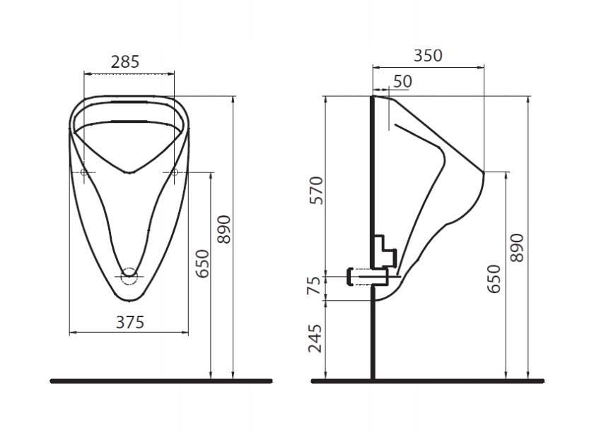 Pisuar GEBERIT ALEX biały, dopływ u góry, odpływ do tyłu - Geberit ...