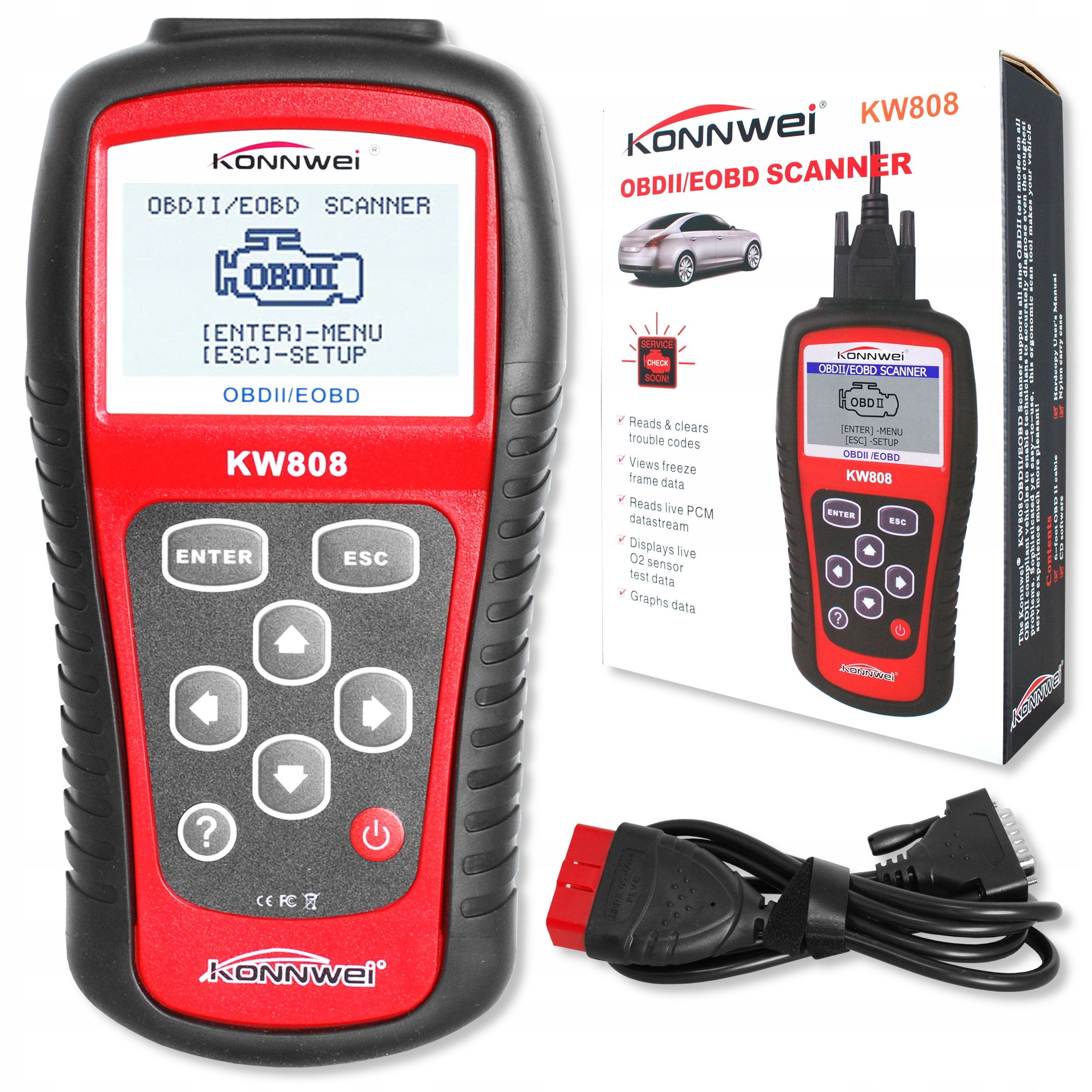 Skaner Diagnostyczny Tester Samochodowy Kw808 - LTC | Motoryzacja EMPIK