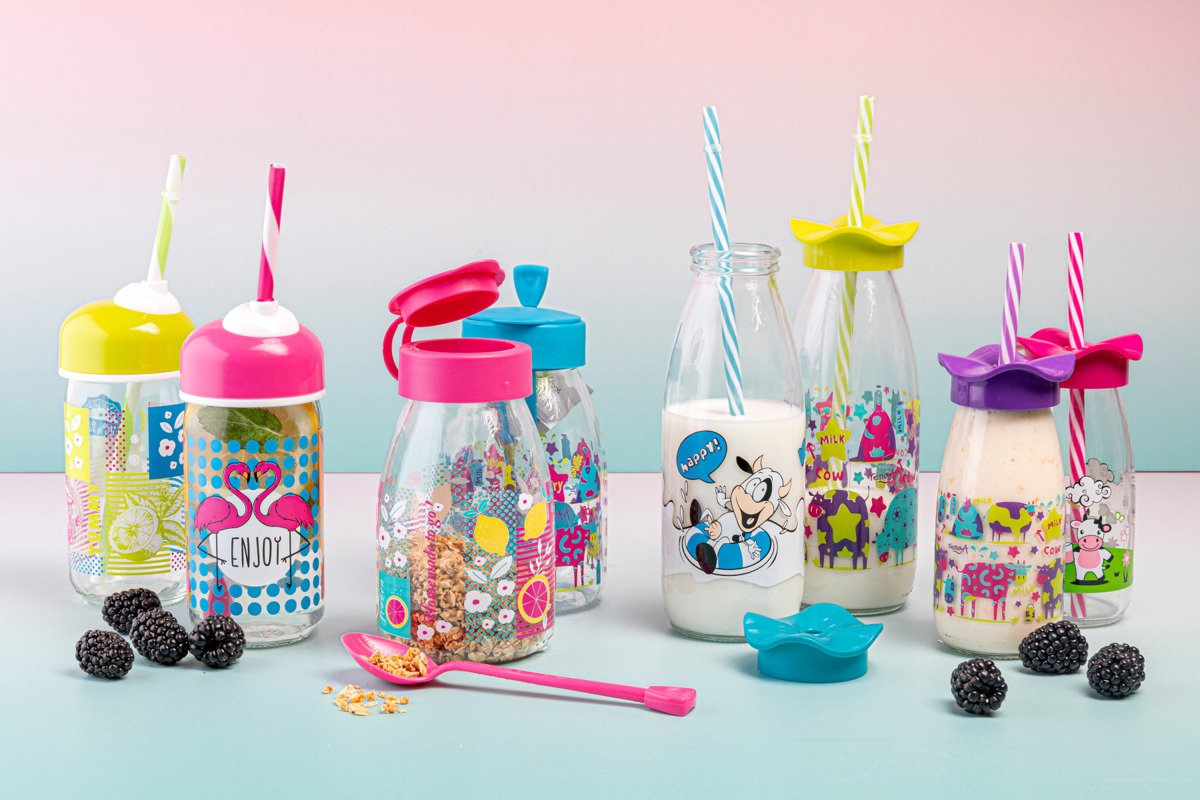 Szklana Butelka Bidon Ze Słomką Limonkowa 330Ml - Florina | Sklep EMPIK.COM