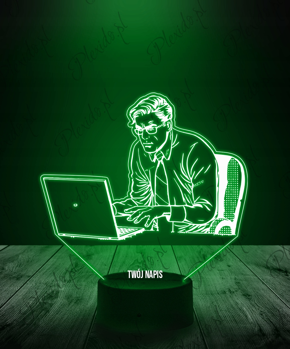 Lampka Nocna Programista Komputer Prezent Twój Napis Imię Grawer 3D LED ...