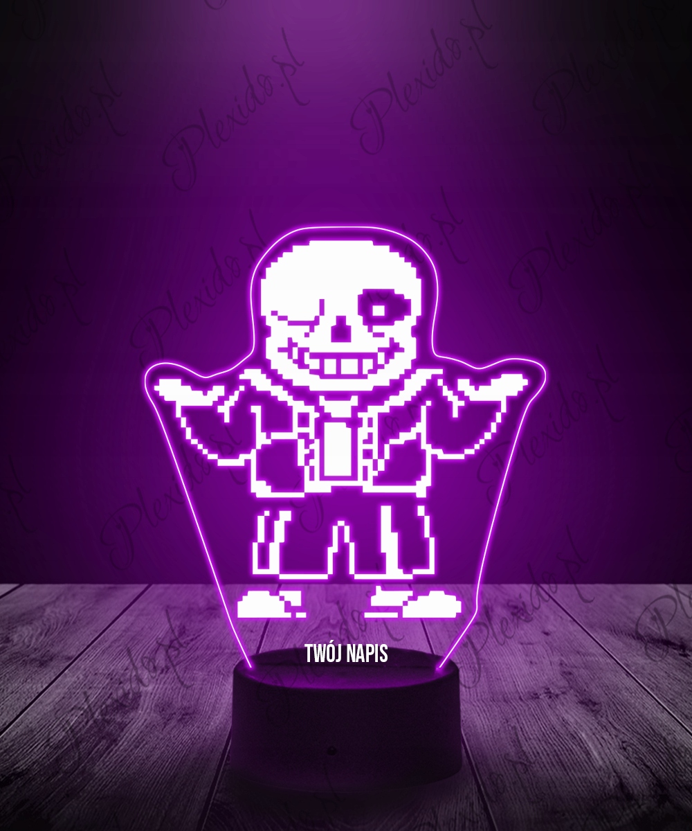Lampka Nocna LED 3D Undertale W.D Gaster Sans Prezent Twój Napis Grawer ...
