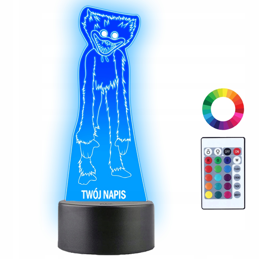Lampka Nocna Huggy Waggy Poppy Play Time Prezent Twój Napis Imię 3D LED ...