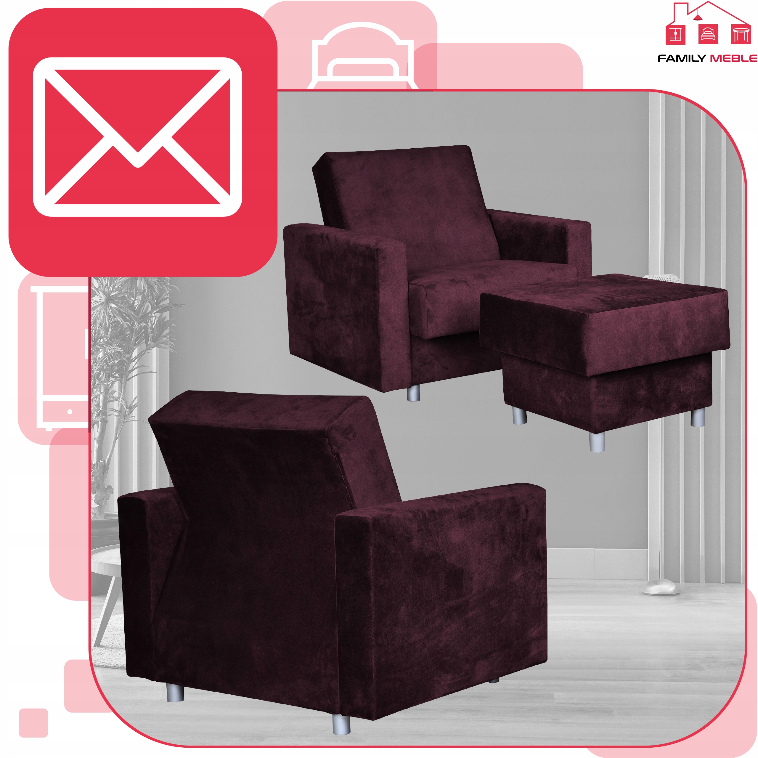 zestaw mebli wypoczynkowy alicja wersalka kanapa fotele pufy family ...