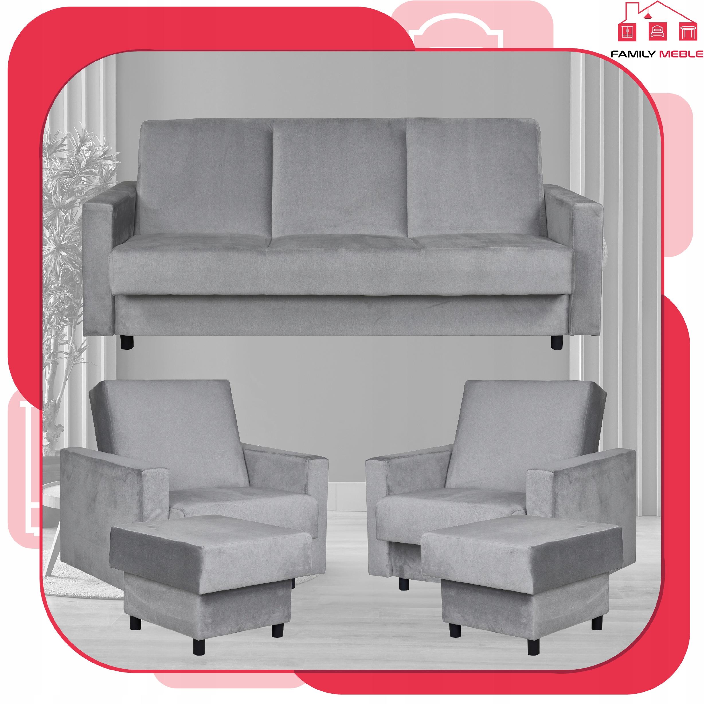 zestaw mebli wypoczynkowy alicja wersalka kanapa fotele pufy family ...