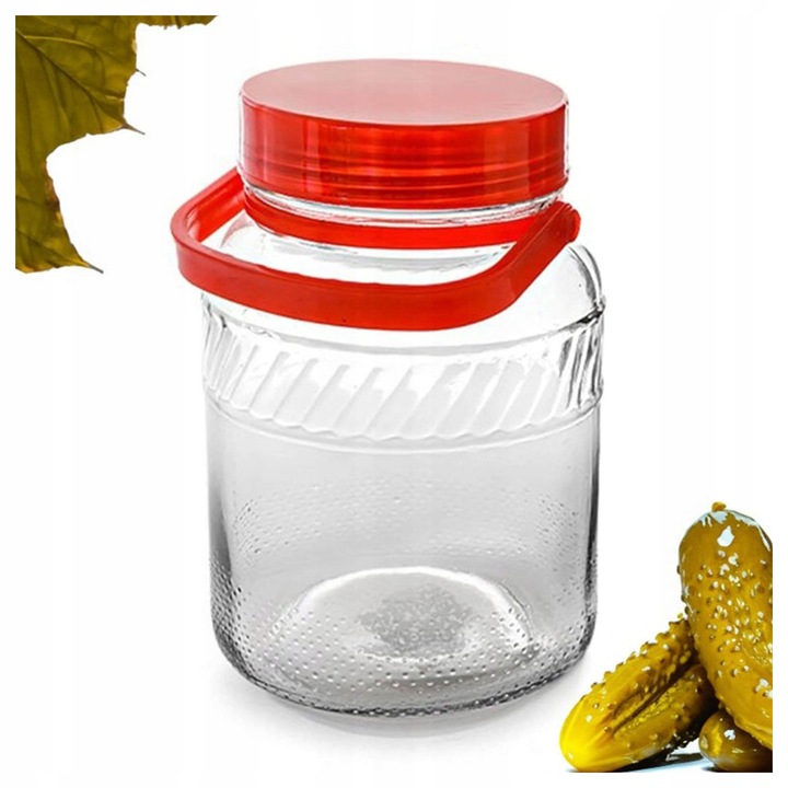 SŁÓJ SZKLANY 8L SŁOIK Z ZAKRĘTKĄ I UCHWYTEM DO KISZENIA OGÓRKÓW DUŻY - Arena.pl