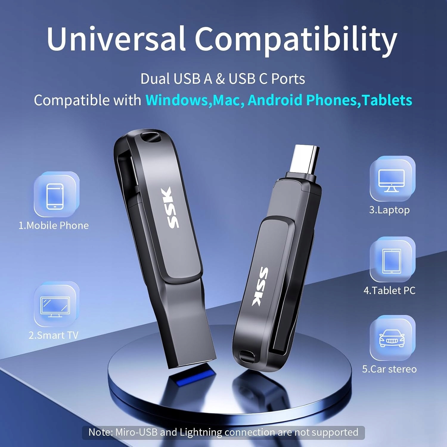 Pendrive SSK 128GB Metalowy 2 w 1 USB-C + USB 3.2 Android MacBook Windows - Arena.pl