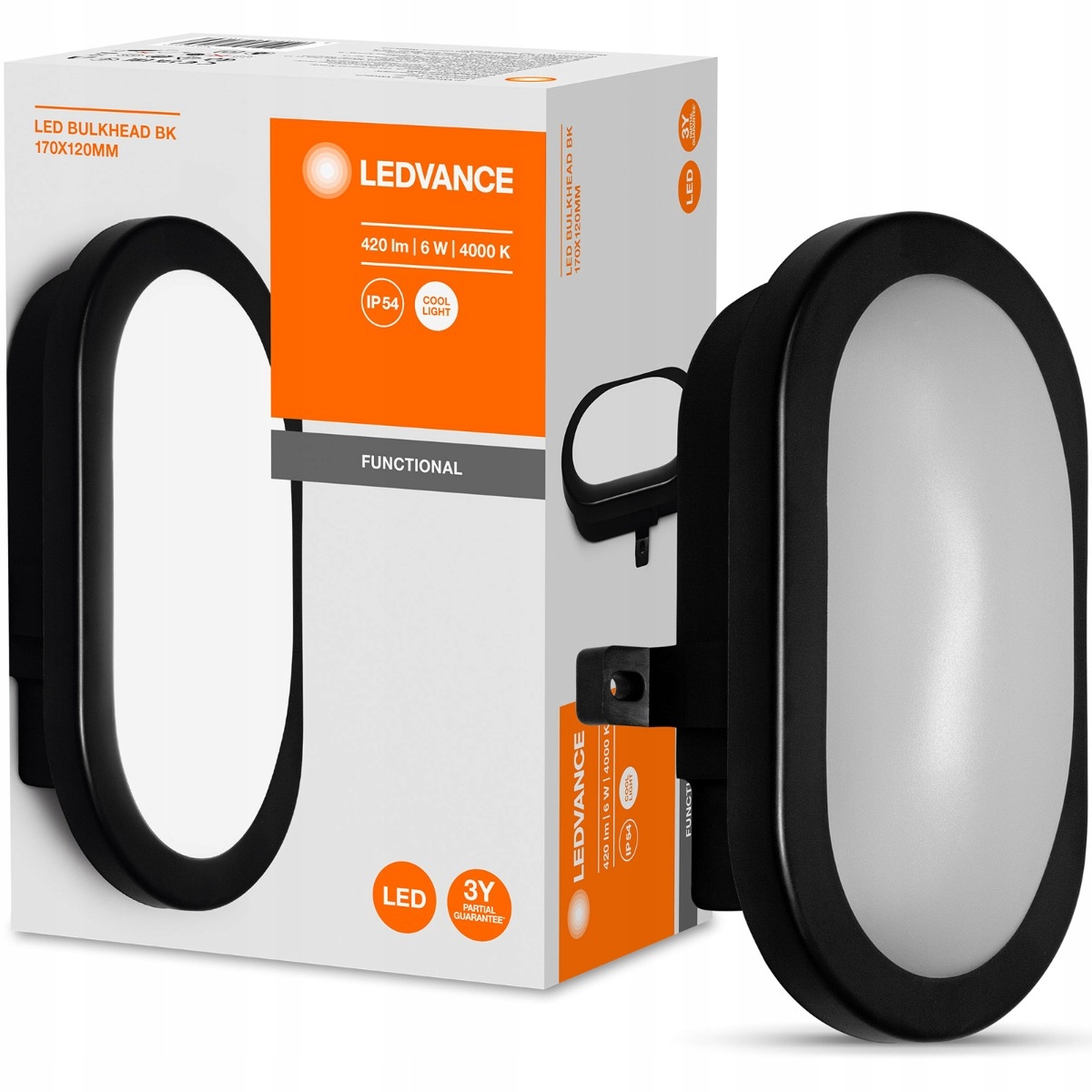 Lampa Ścienna LED 5,5W 4000K IP54 Hermetyczna Zewnętrzna Czarna ...