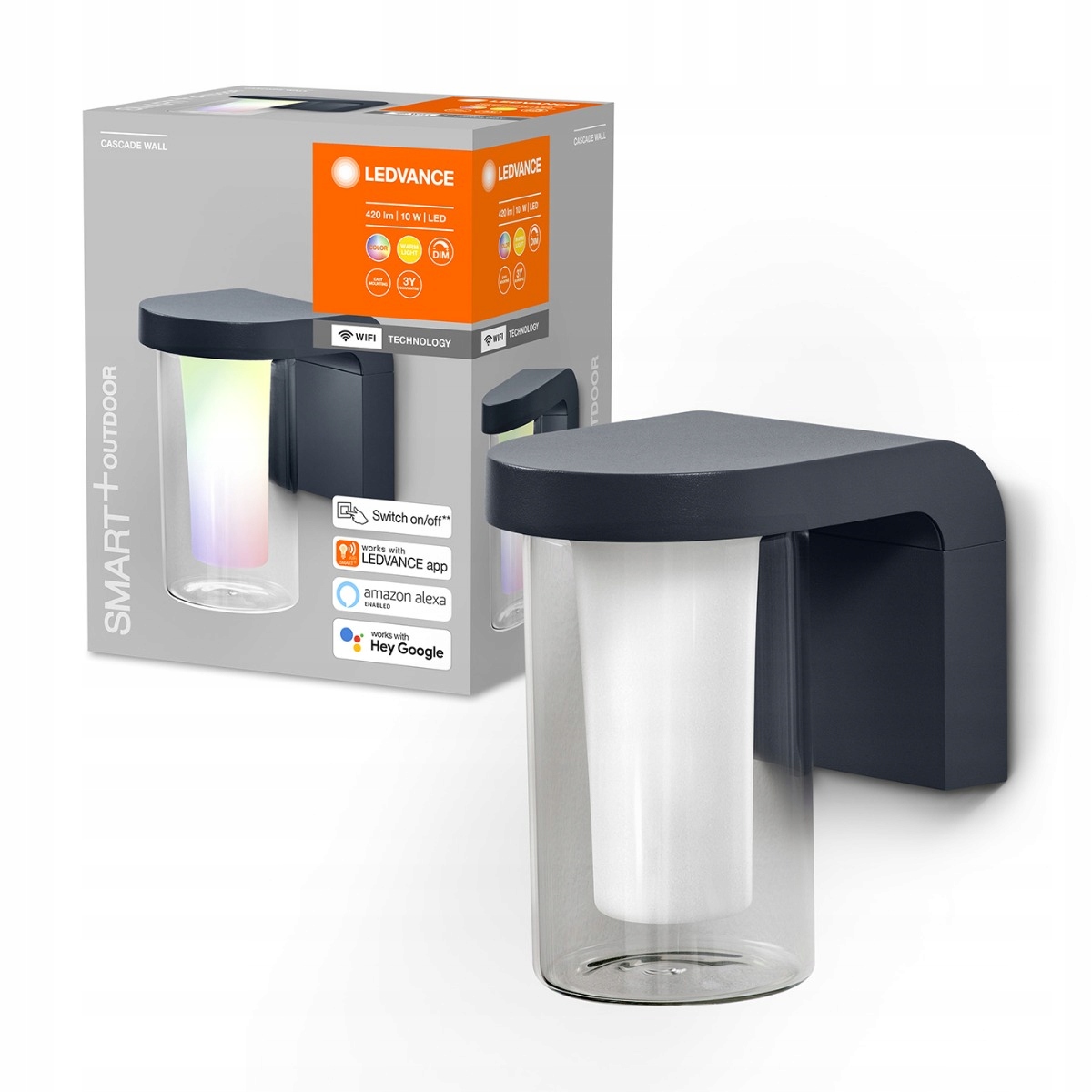 Kinkiet elewacyjny LED INTELIGENTNY 10W 420 lm ciepła barwa światła + RGB SMART+ WiFi CASCADE ...