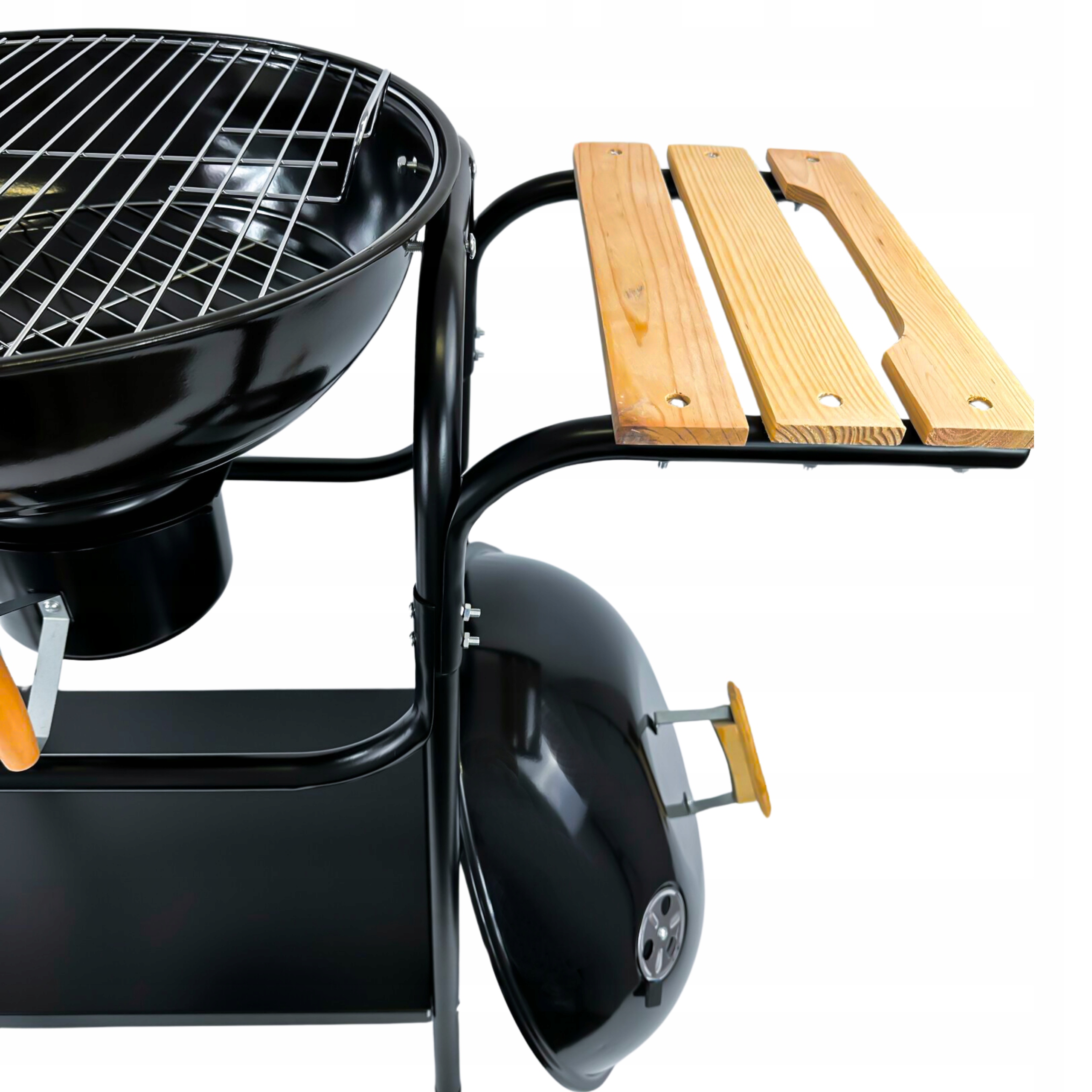 GRILL WĘGLOWY OGRODOWY NA KÓŁKACH OKRĄGŁY Z POKRYWĄ I POPIELNIKIEM ...