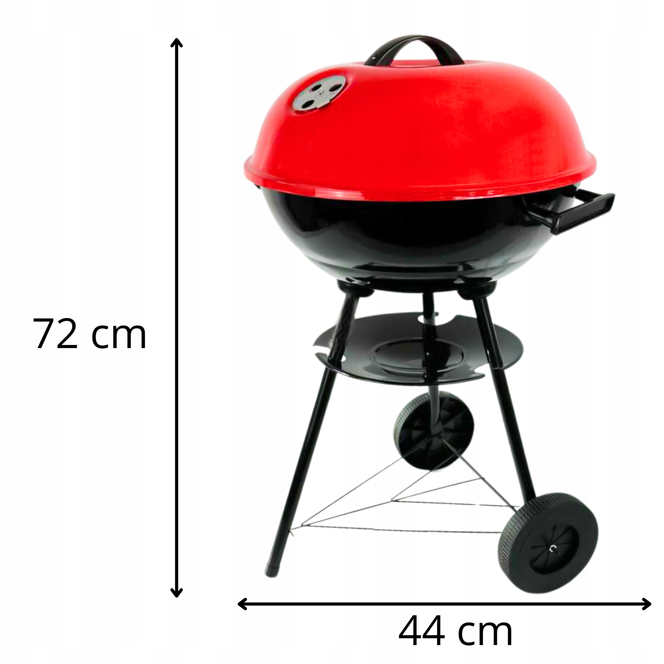 GRILL WĘGLOWY OGRODOWY Z POPIELNIKIEM PRZENOŚNY NA KÓŁKACH Z POKRYWĄ ...