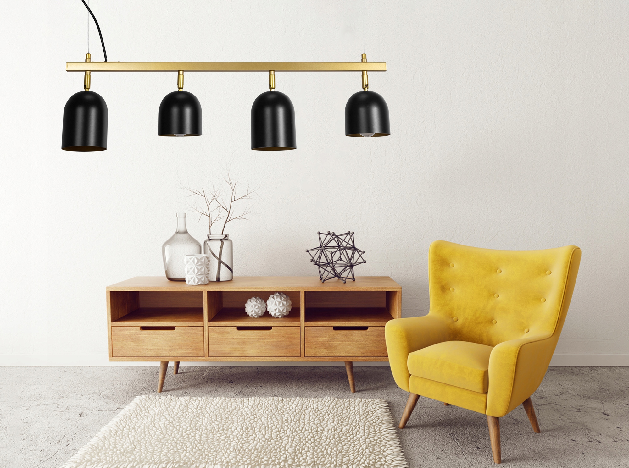 Lampa Sufitowa Wisząca Metalowa Czarna Black Gold | home&you