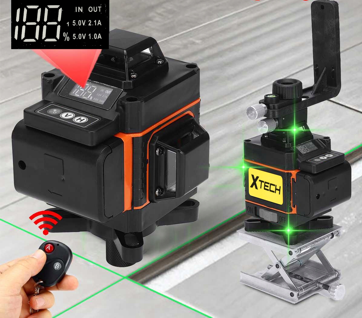 Xtech Poziomica Laserowa Laser Krzyżowy Lcd+Statyw - Xtech | Sklep EMPIK.COM