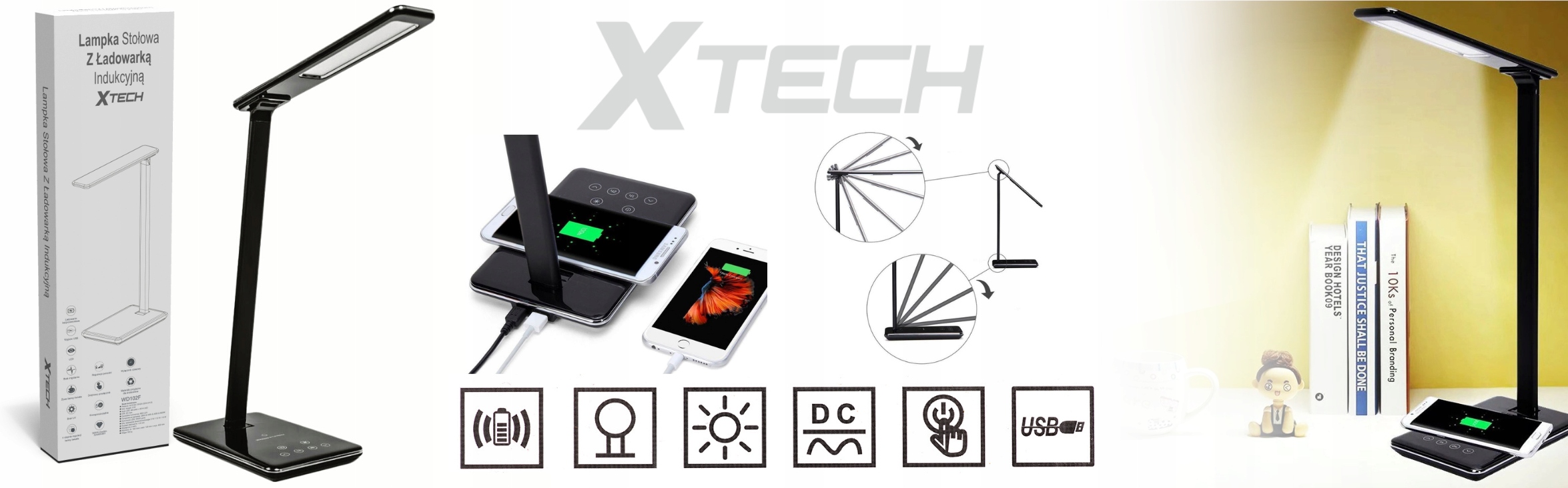 Lampka Na Biurko Led Z Ładowarka Bezprzewodowa Qi - Xtech | Sklep EMPIK.COM