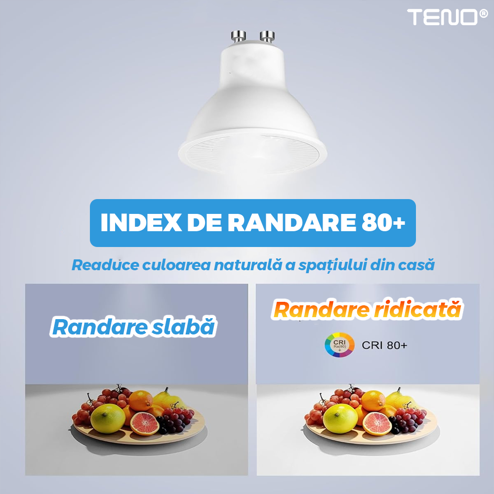 Bec LED GU10 Teno2686, durata de viata de 20.000 de ore, temperatura c ...