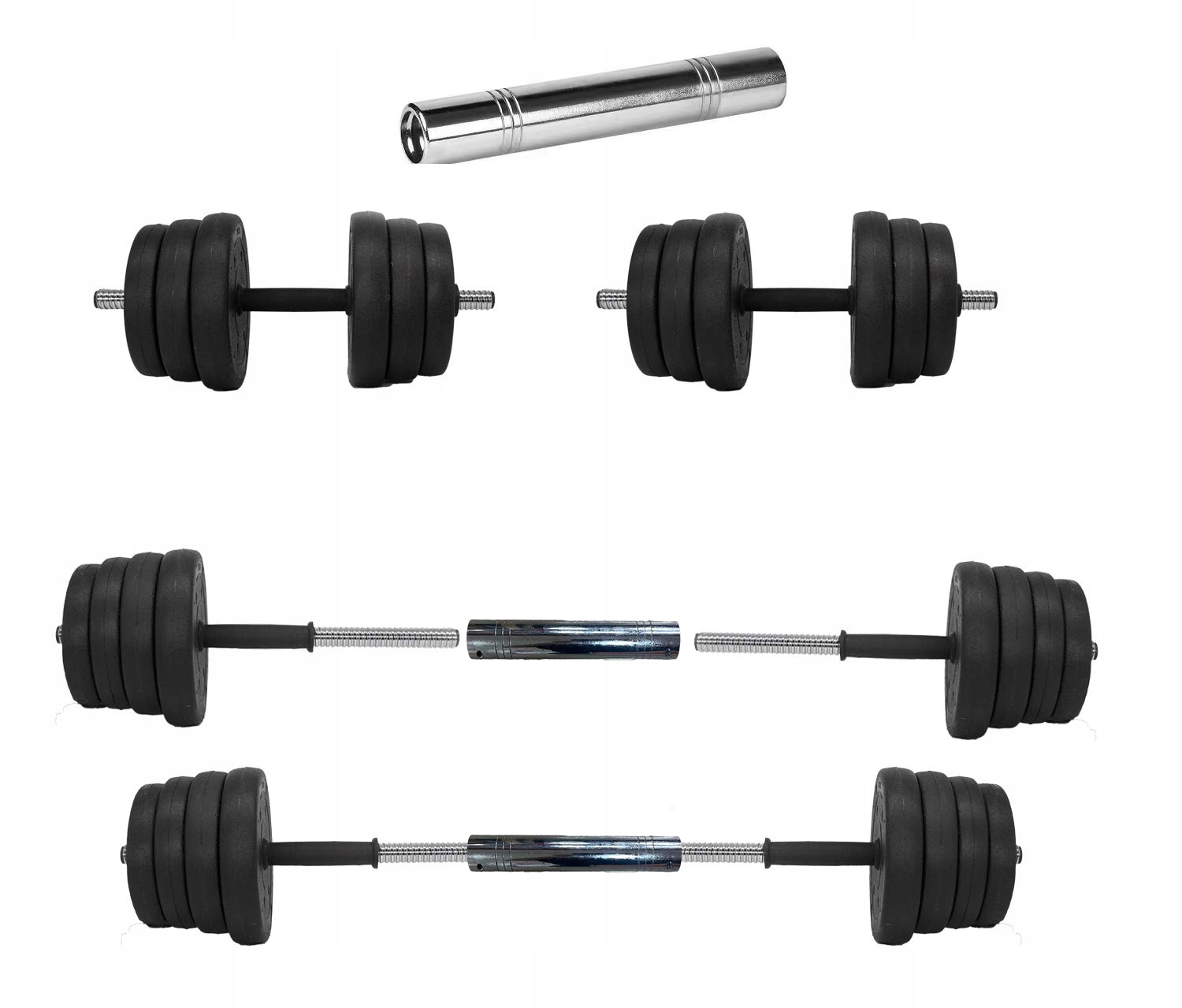 Hantle 40Kg 2X 20Kg Metalowe Gryfy Łącznik Sztanga - Tekan | Sport ...